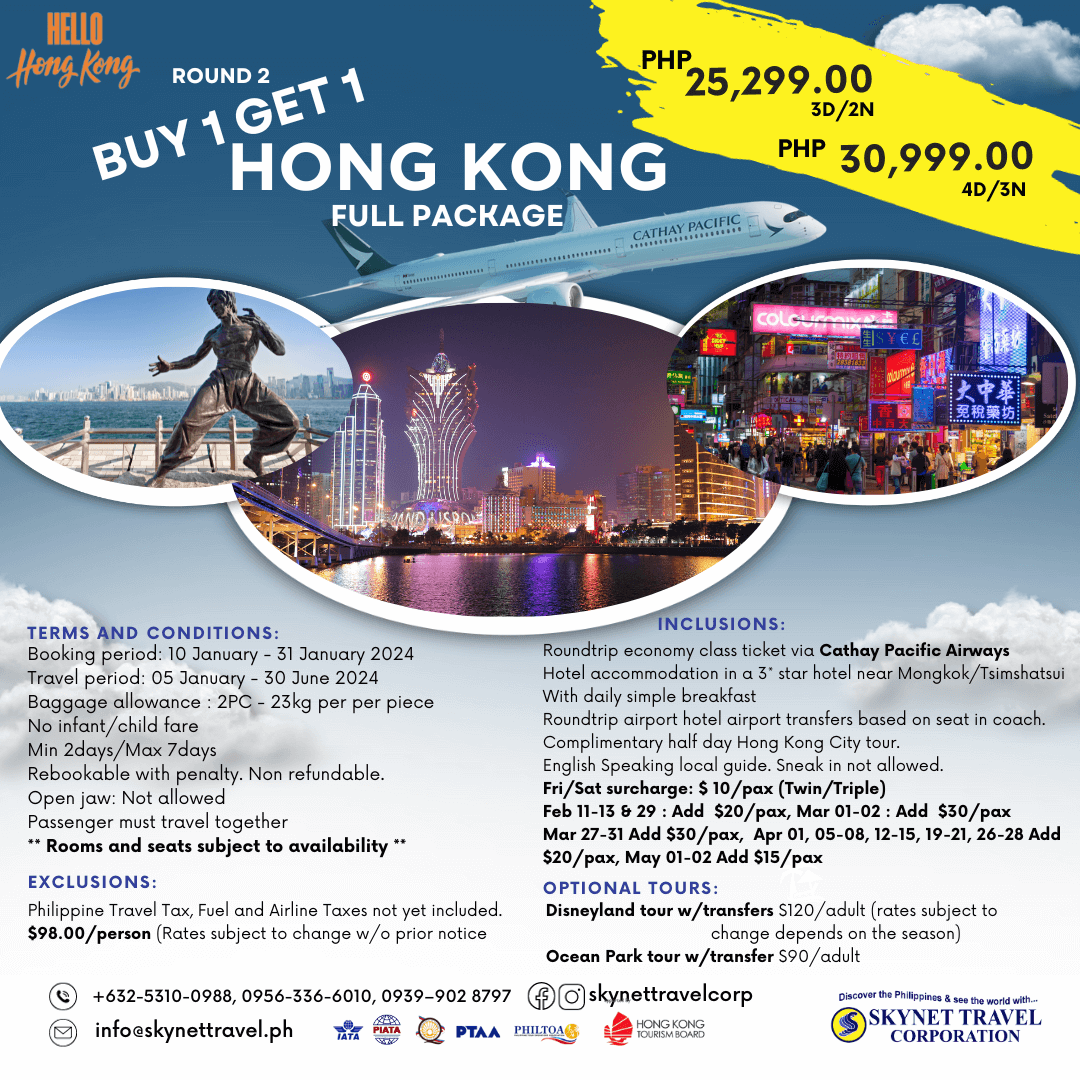HKG_full_package_buy1get1 | SKYNET TRAVEL CORPORATION